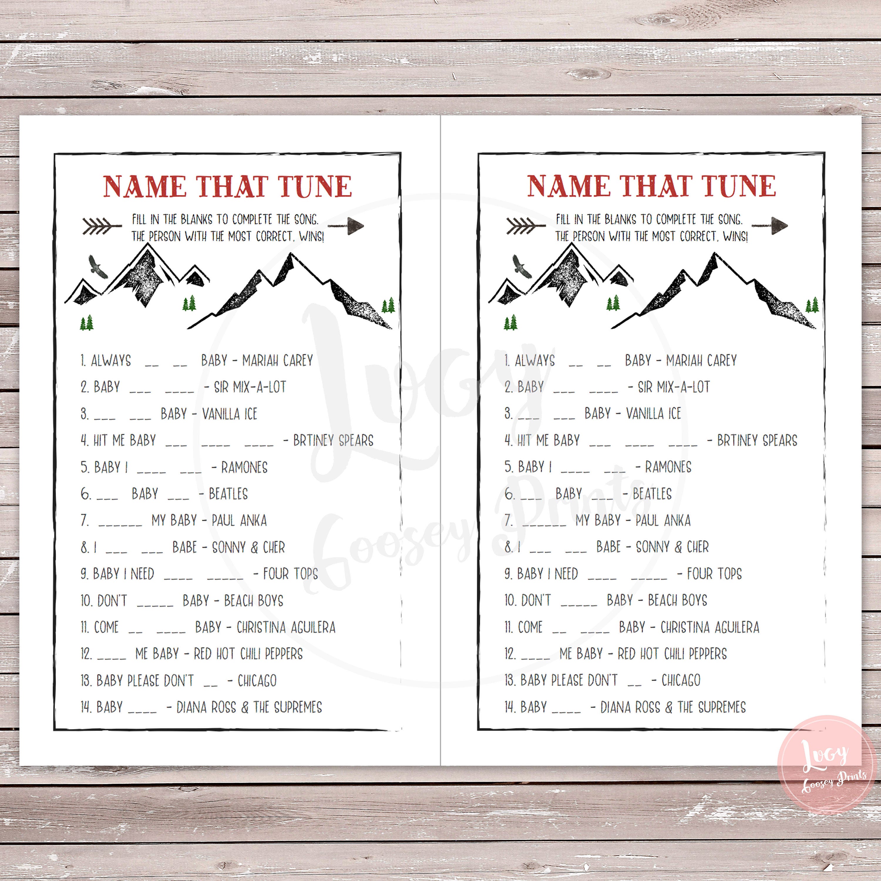 Name That Tune Printable Game - Instant Download - Baby Shower ...