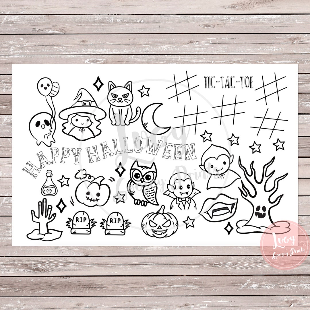 Halloween Coloring Placemat - Printable Download - Etsy