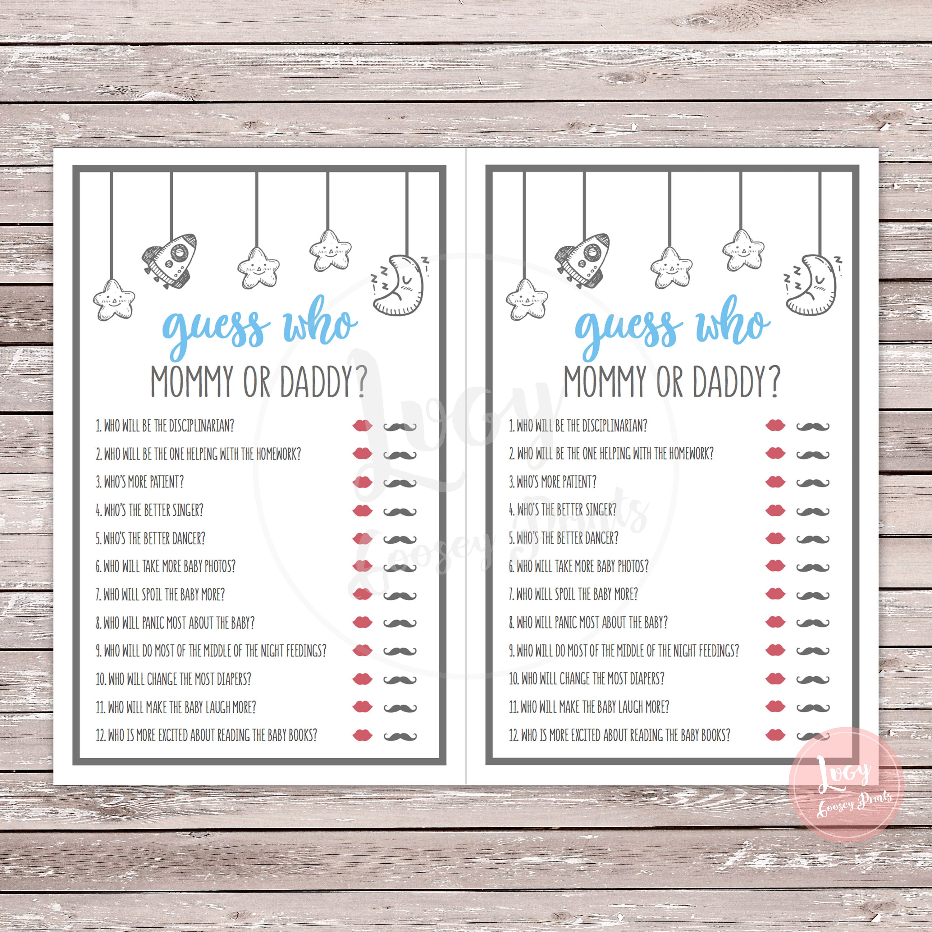 Guess Who Printable Game - Instant Download - Baby Shower Game - Etsy