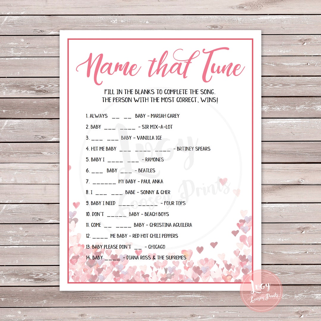 Name That Tune Printable Game - Instant Download - Baby Shower / Baby ...