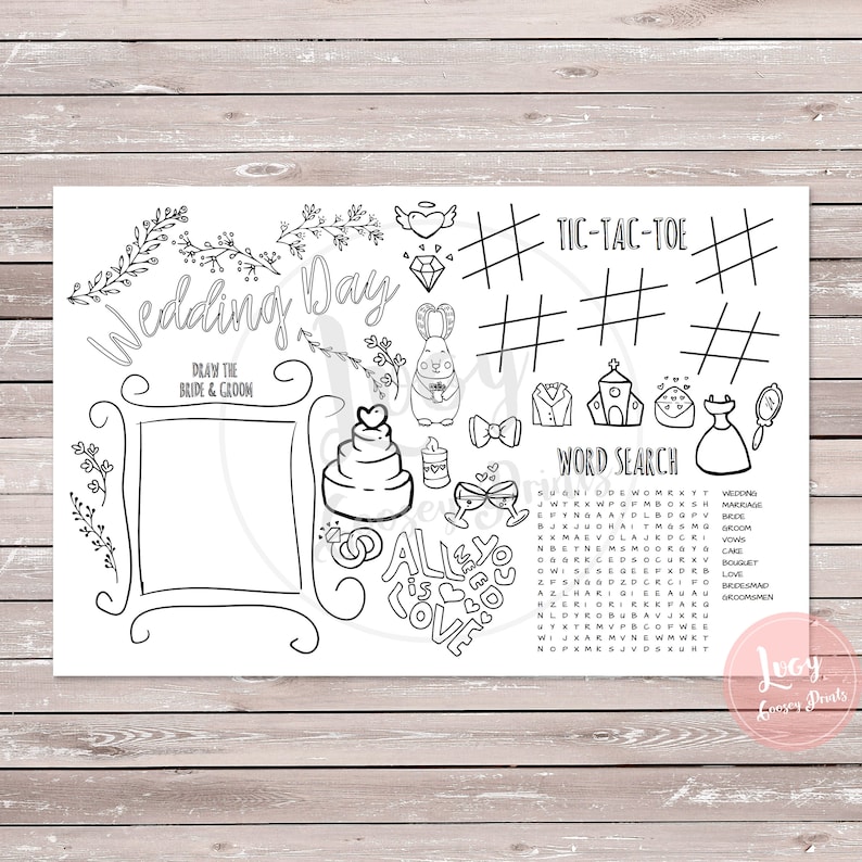 Wedding Day Kids Activity Placemat, Instant Download, Children / Kids ...