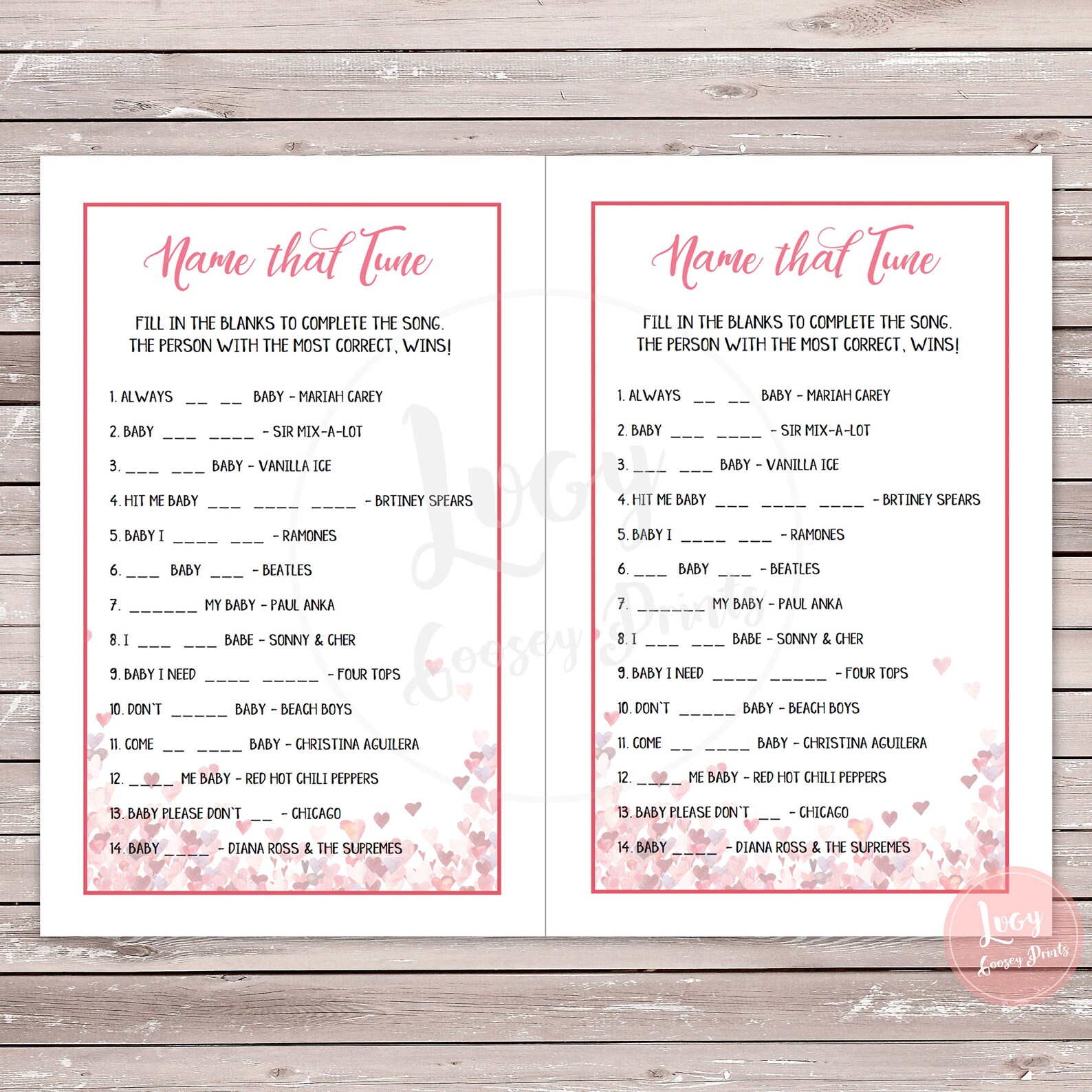 Name That Tune Printable Game - Instant Download - Baby Shower / Baby ...