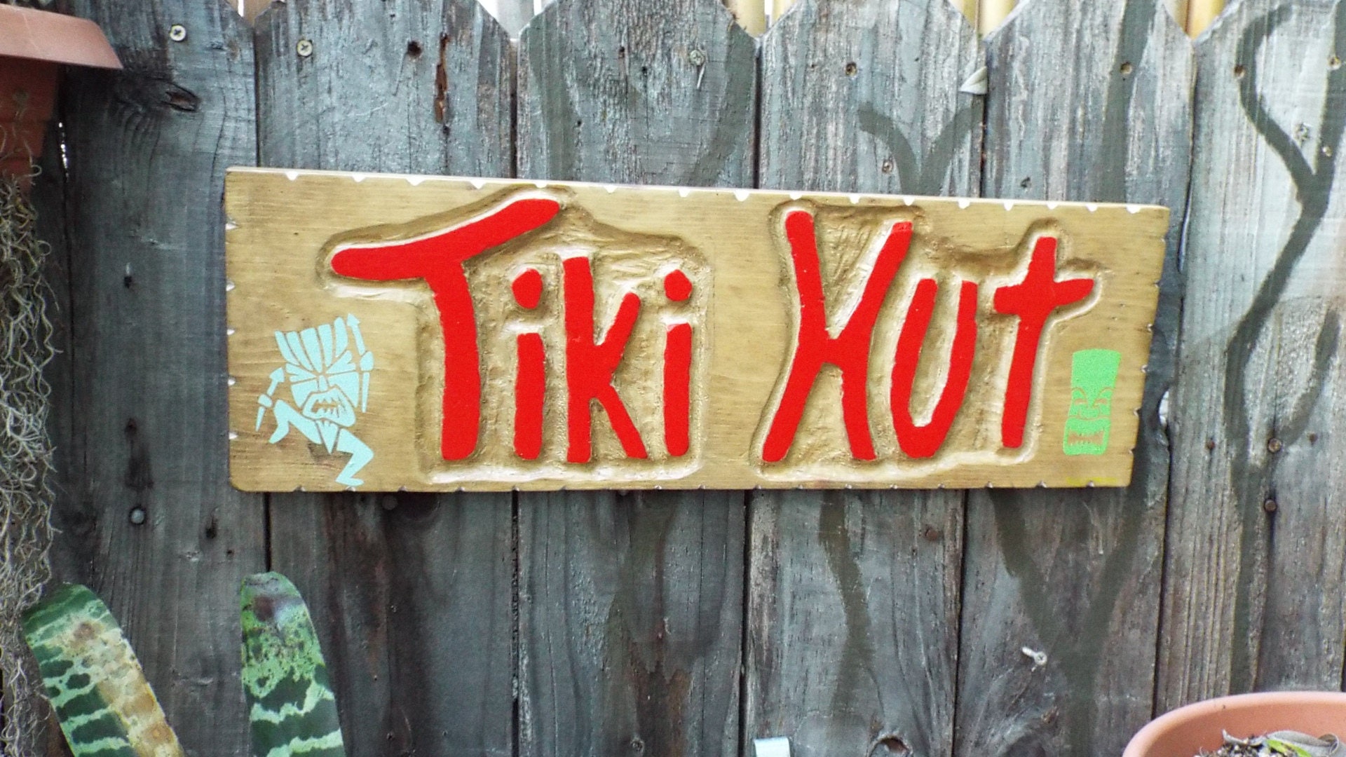 Tiki Hut Sign Handmade Tiki Hut Sign Hand Carved Sign Etsy
