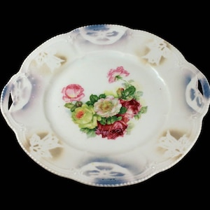 Cake Plate, Made in Germany, Hand Painted, Floral Pattern, Embossed ...