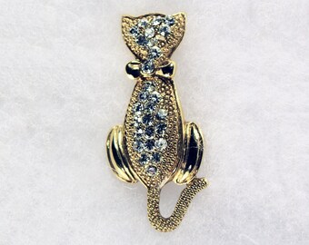 Rhinestone cat pin | Etsy