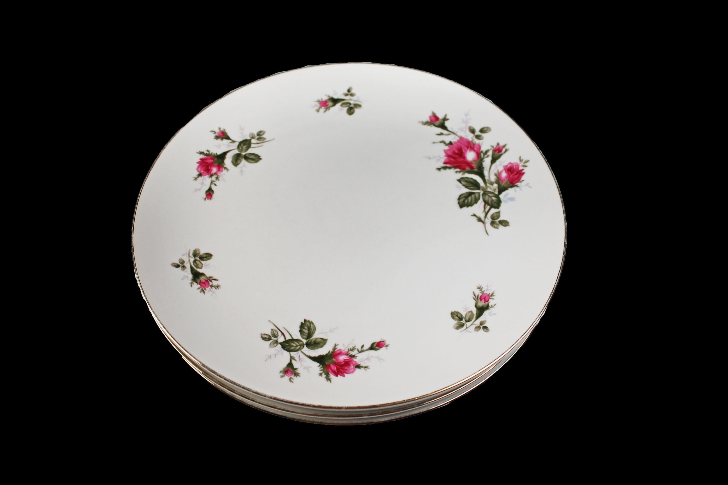 Dinner Plates, Sango Japan, Moss Rose, Red Floral, Set of 4, Dinnerware ...