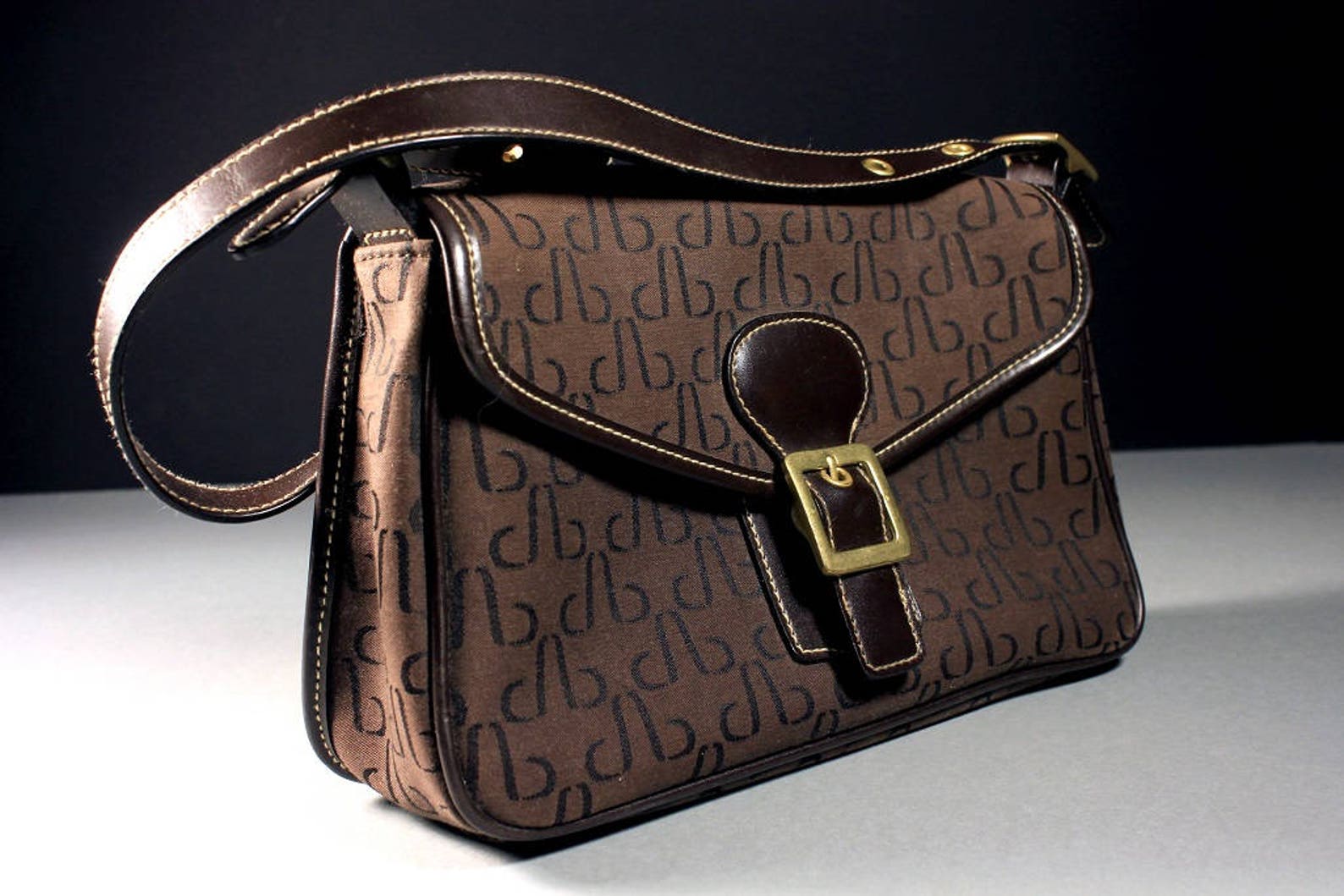 Brown Handbag Shoulder Bag Patterned Magnet Closure - Etsy