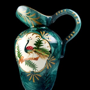Decorative Pitcher, Peacock Portrait, Gold Trim, Collectible, Hand ...