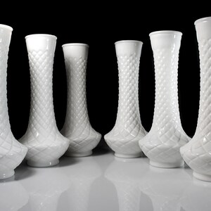 Milk Glass Vases, Diamond Pattern, 9 Inch, Set of 6, Wedding Decor - Etsy