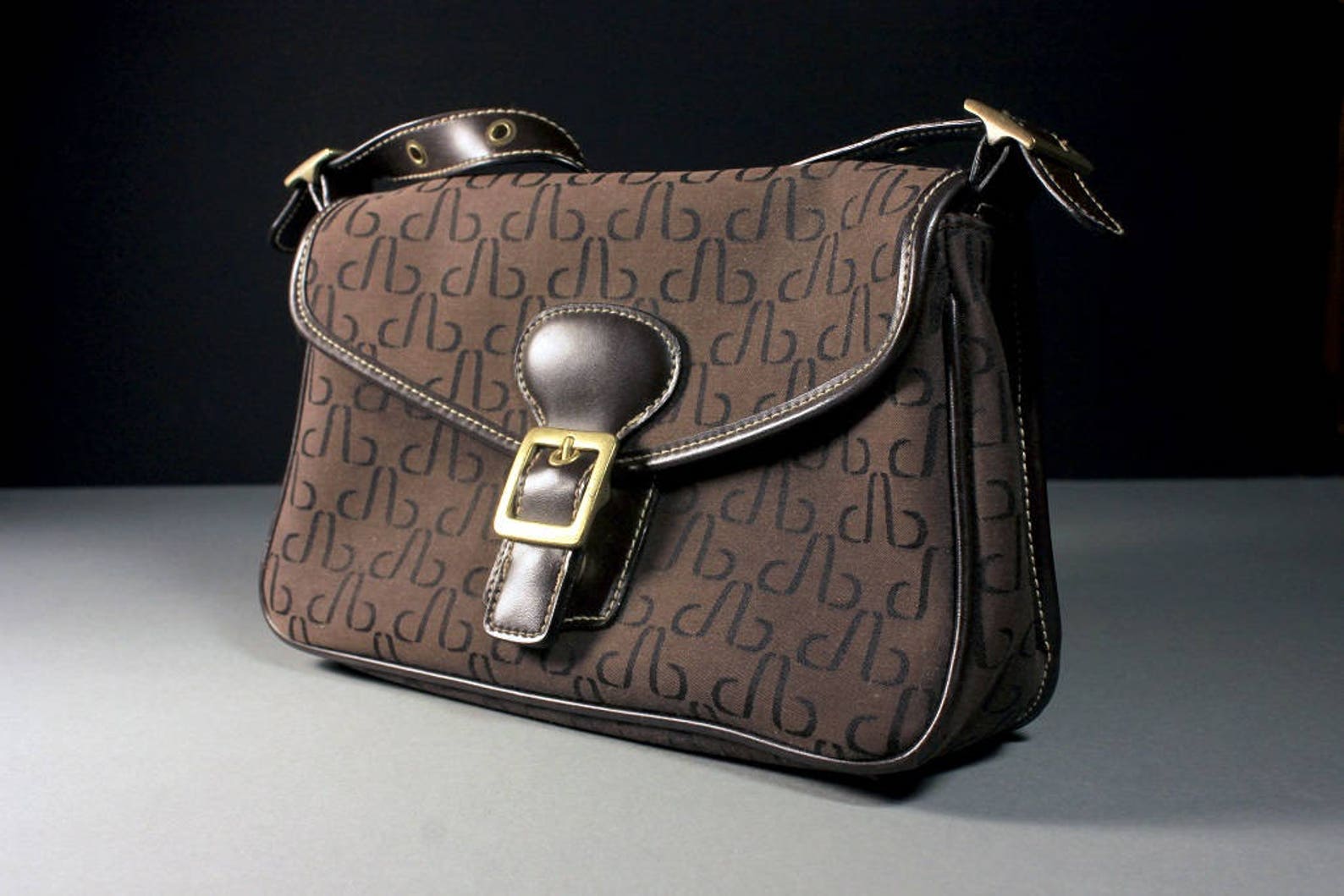 Brown Handbag Shoulder Bag Patterned Magnet Closure - Etsy