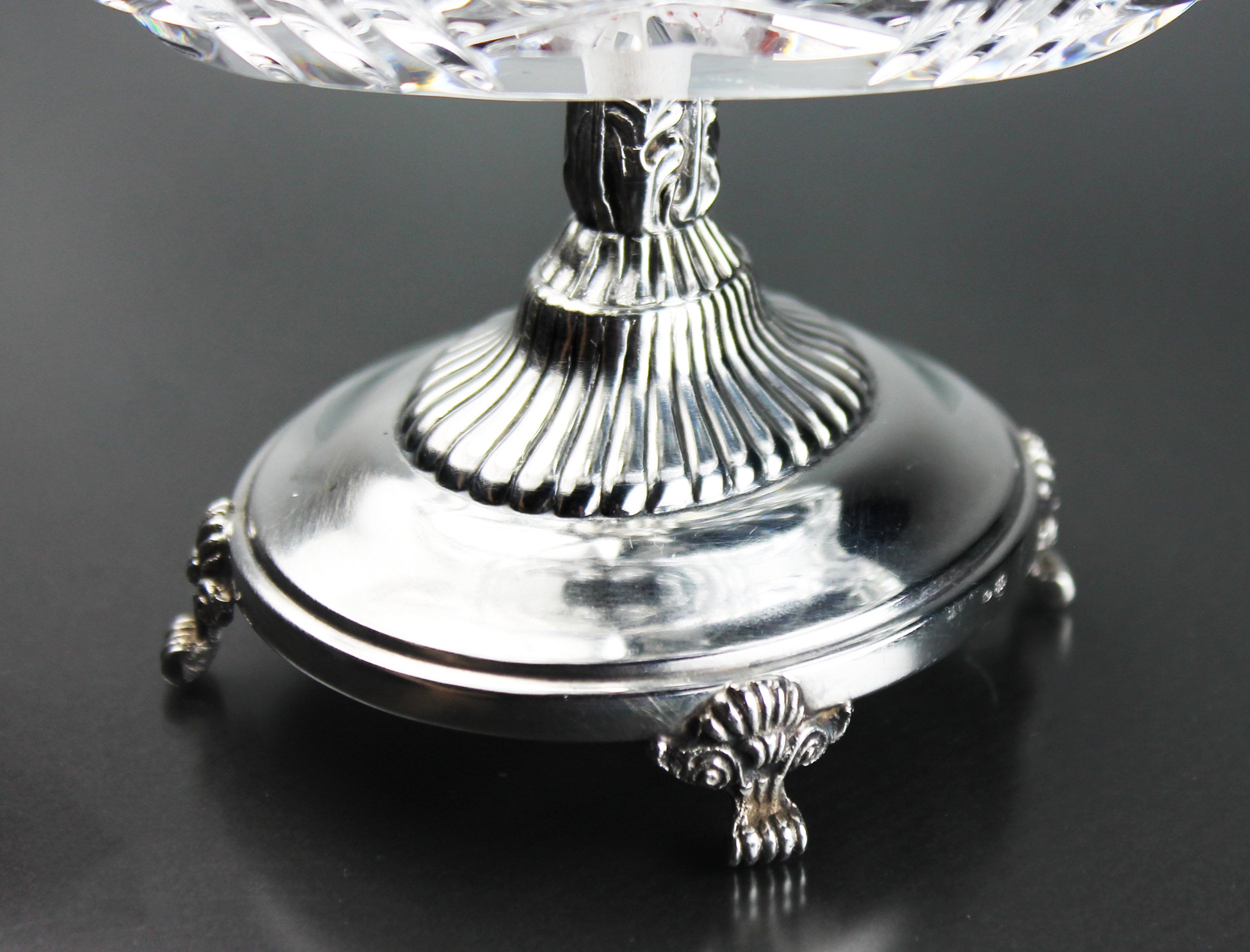 Crystal Compote with Silver Base, Pinwheel, Cut Glass, Clear Glass ...