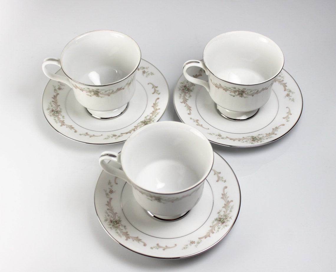 Cups and Saucers Sango China Carousel Set of 3 Fine China | Etsy