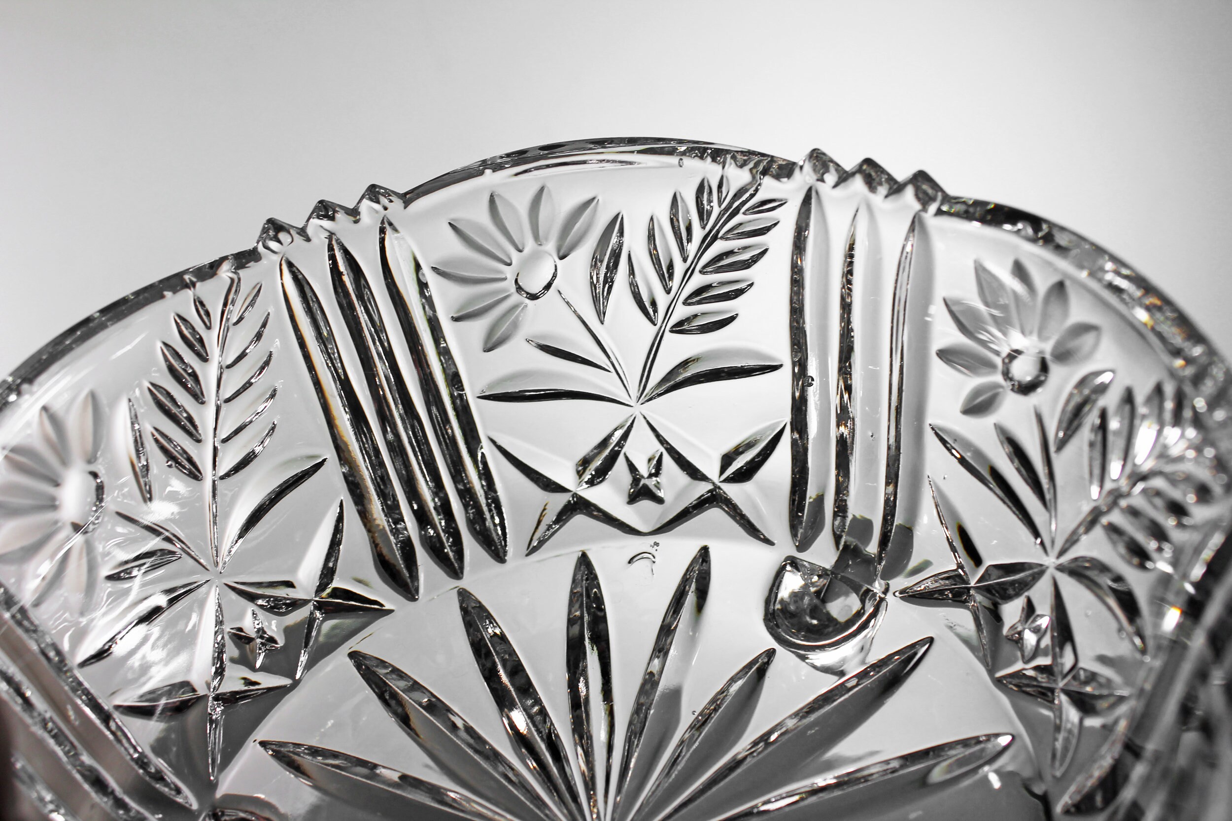 Crystal Etched Footed Bowl, Crystal Clear Industries, Margaret, Floral ...