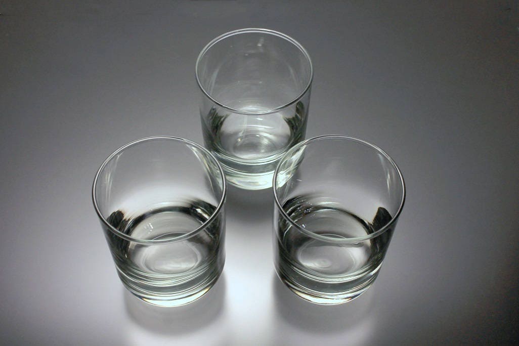 Rock Glasses, Cocktail Glasses, Set of 3, Clear Glass, Heavy, Barware