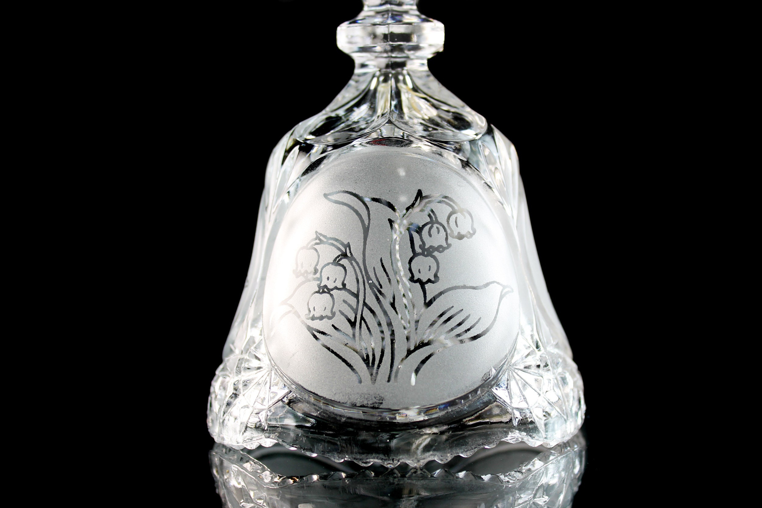 Large Crystal Bell, 24K Leaded Crystal Handbell, Lily of the Valley ...