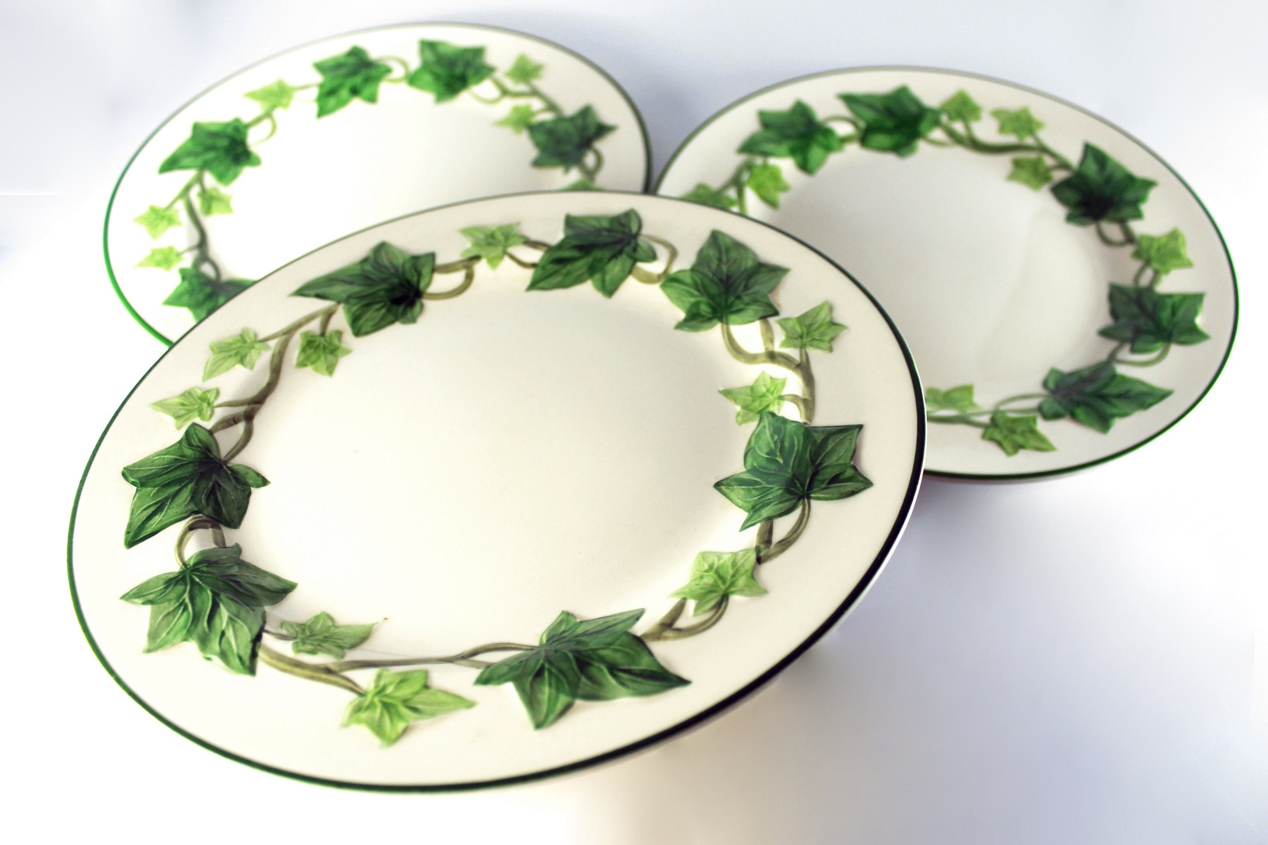 Luncheon Plates Franciscan California, Ivy, 9 Inch, Set of 3, Green and ...
