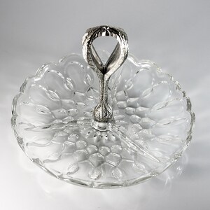Silver Handled Tidbit Tray, Sectioned Glass, Pressed Glass, Center ...
