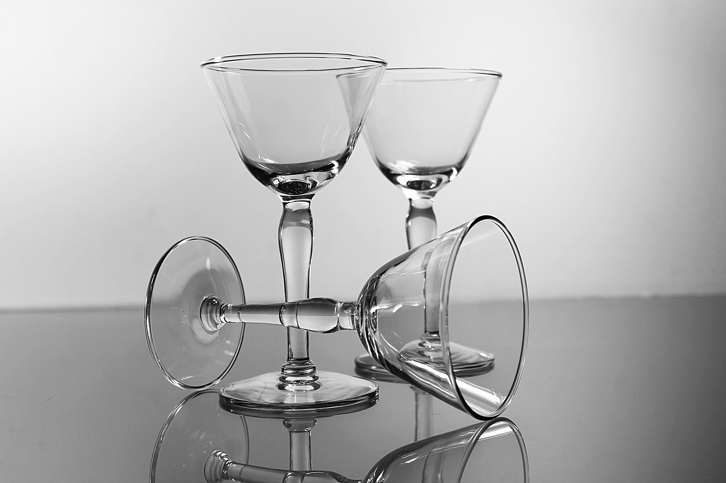 Sherry Glasses, Clear Glass, Set of 3, Glassware, Barware