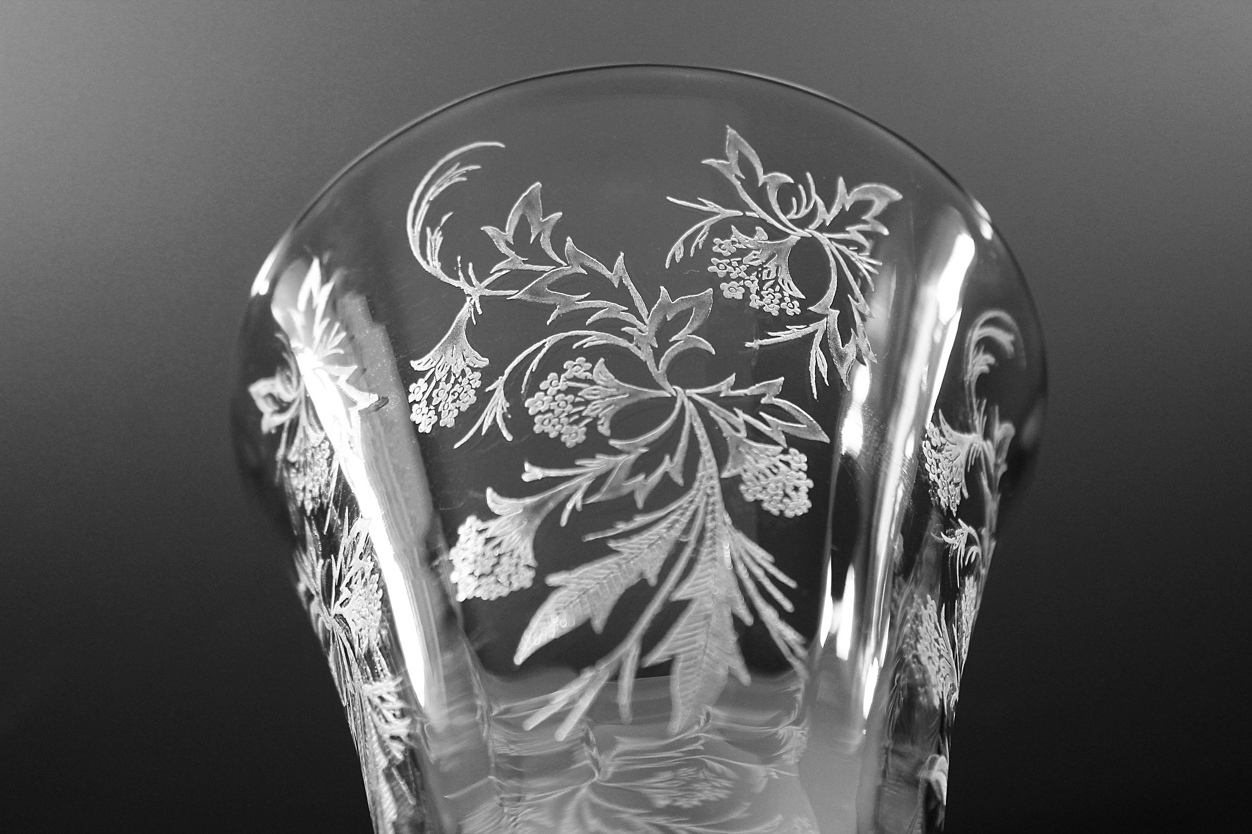 Crystal Etched Water Goblet, Fostoria, Heather, Etched Crystal, Wine ...