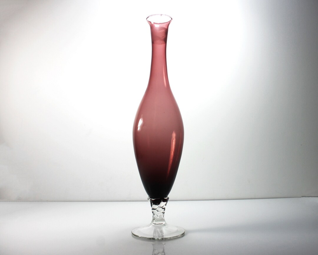 Amethyst Bud Vase Hand Blown Glass Clear Glass Swirled Stem - Etsy