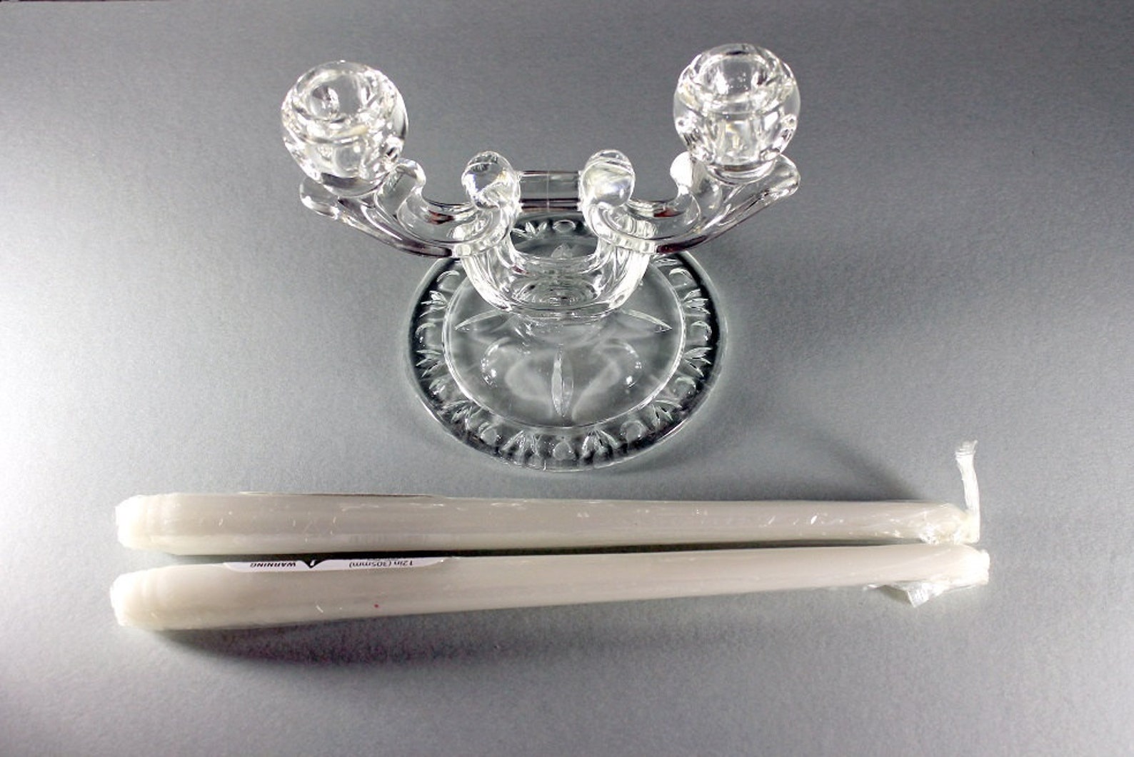 Double Light Candlestick, Sterling Crystal, Classique-clear, Thumbprint ...