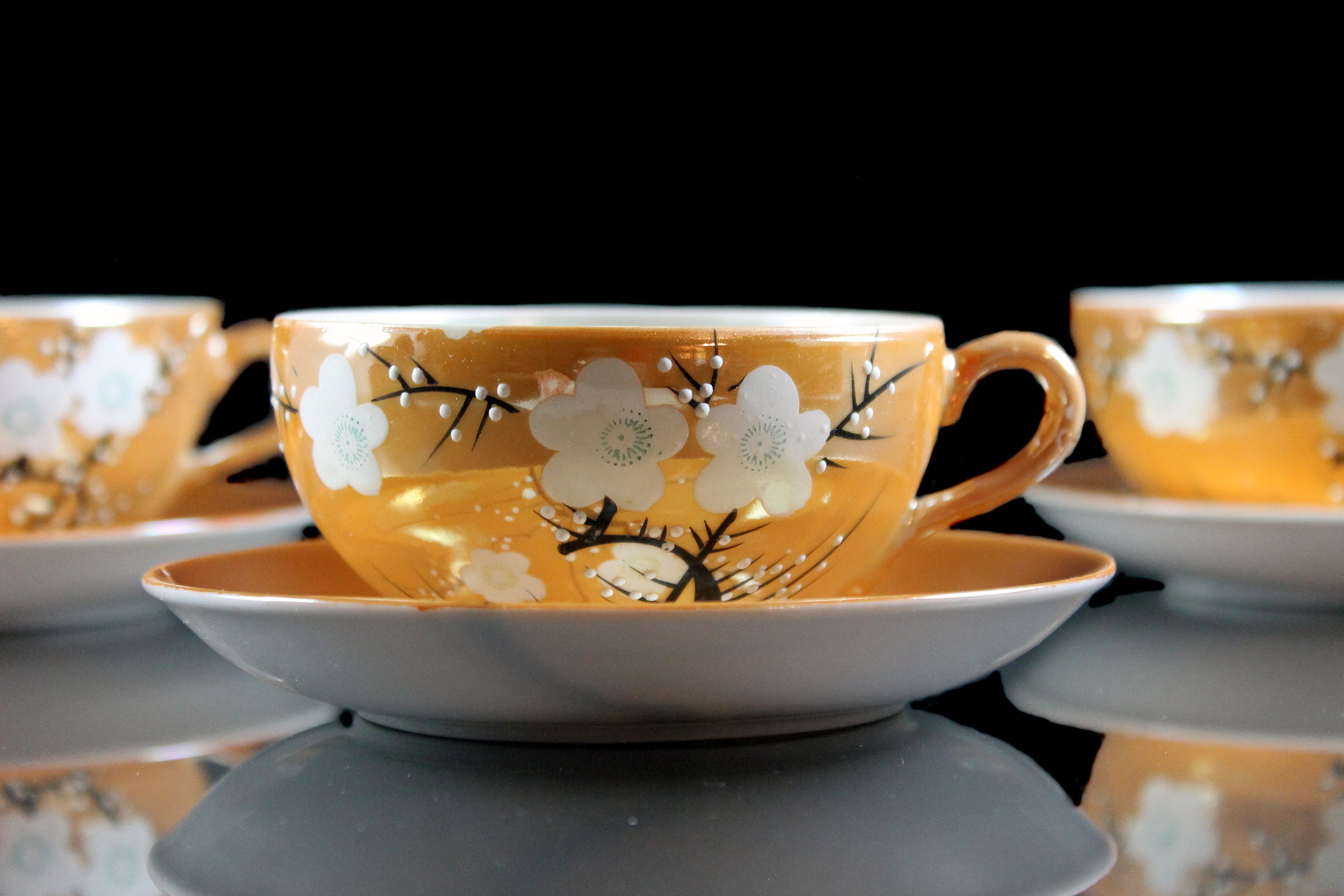 Teacups And Saucers Ta Made In Japan Lusterware Iridescent Eggshell