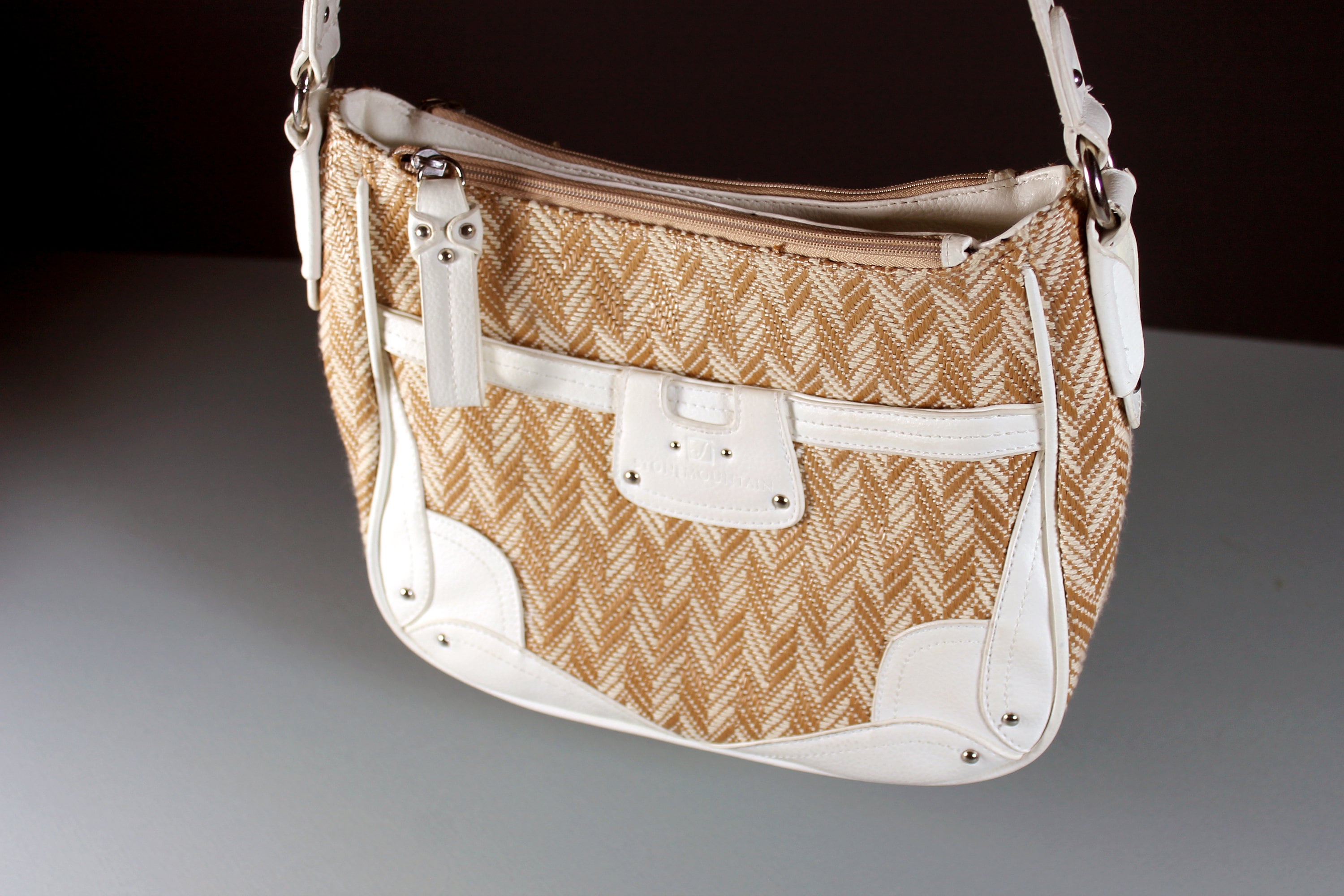 Shoulder Bag, Stone Mountain, Tote Bag, Faux Leather, Tan and White ...