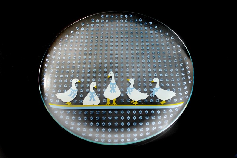Round Glass Goose Tray Goose Platter Serving Plate 13 Inch | Etsy