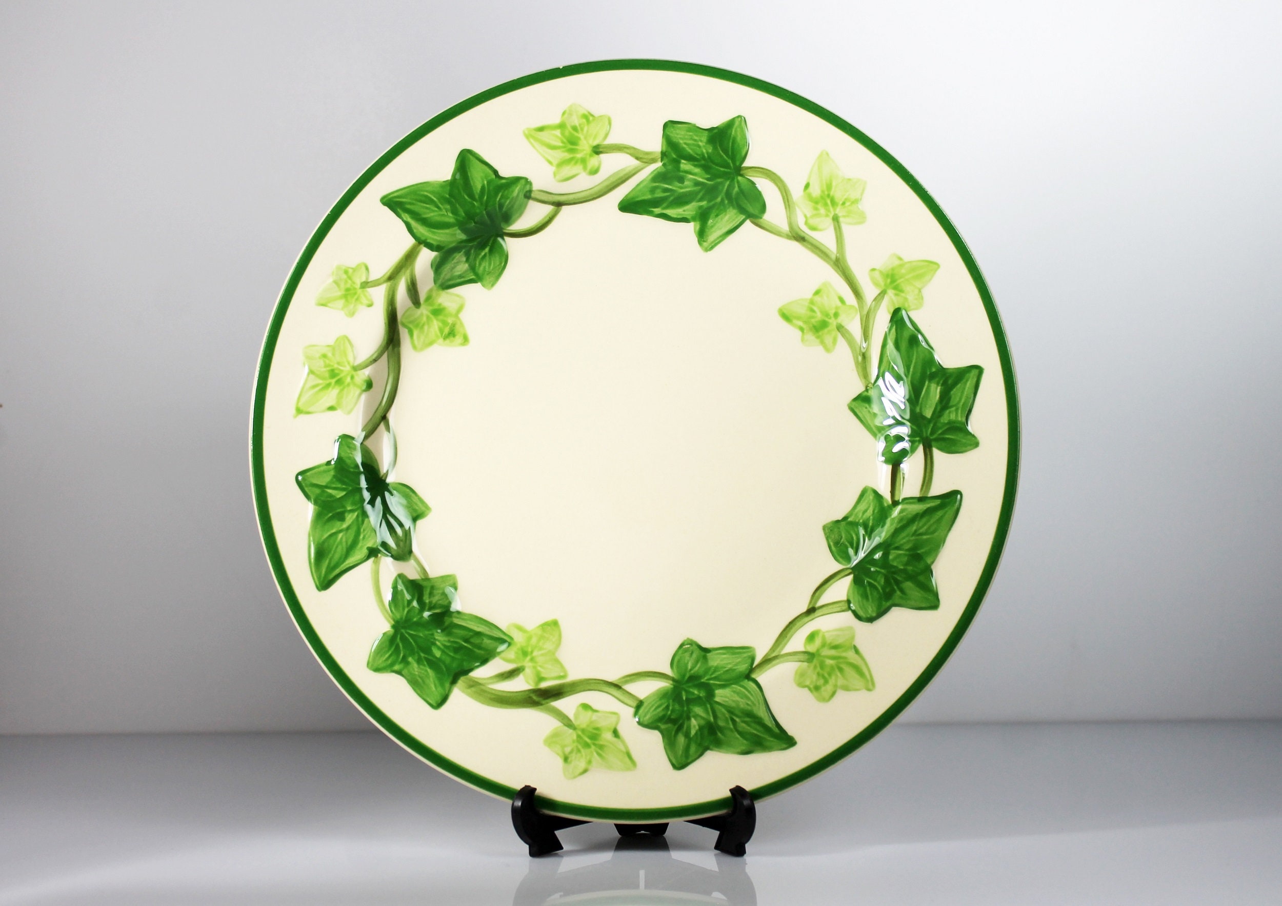 Dinner Plate Franciscan California, Ivy, 10 Inch, Green and Cream