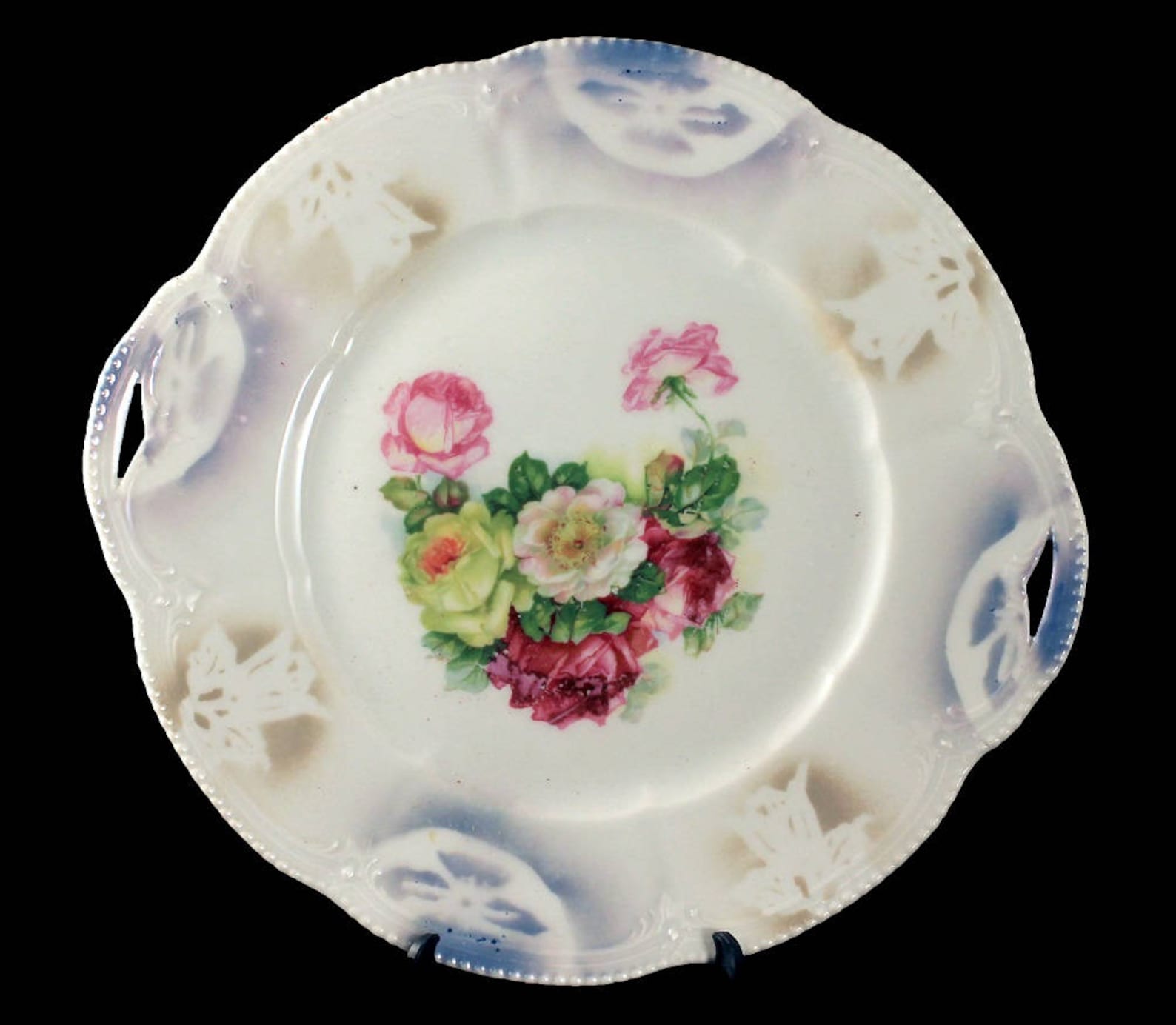 Cake Plate Made in Germany Hand Painted Floral Pattern - Etsy