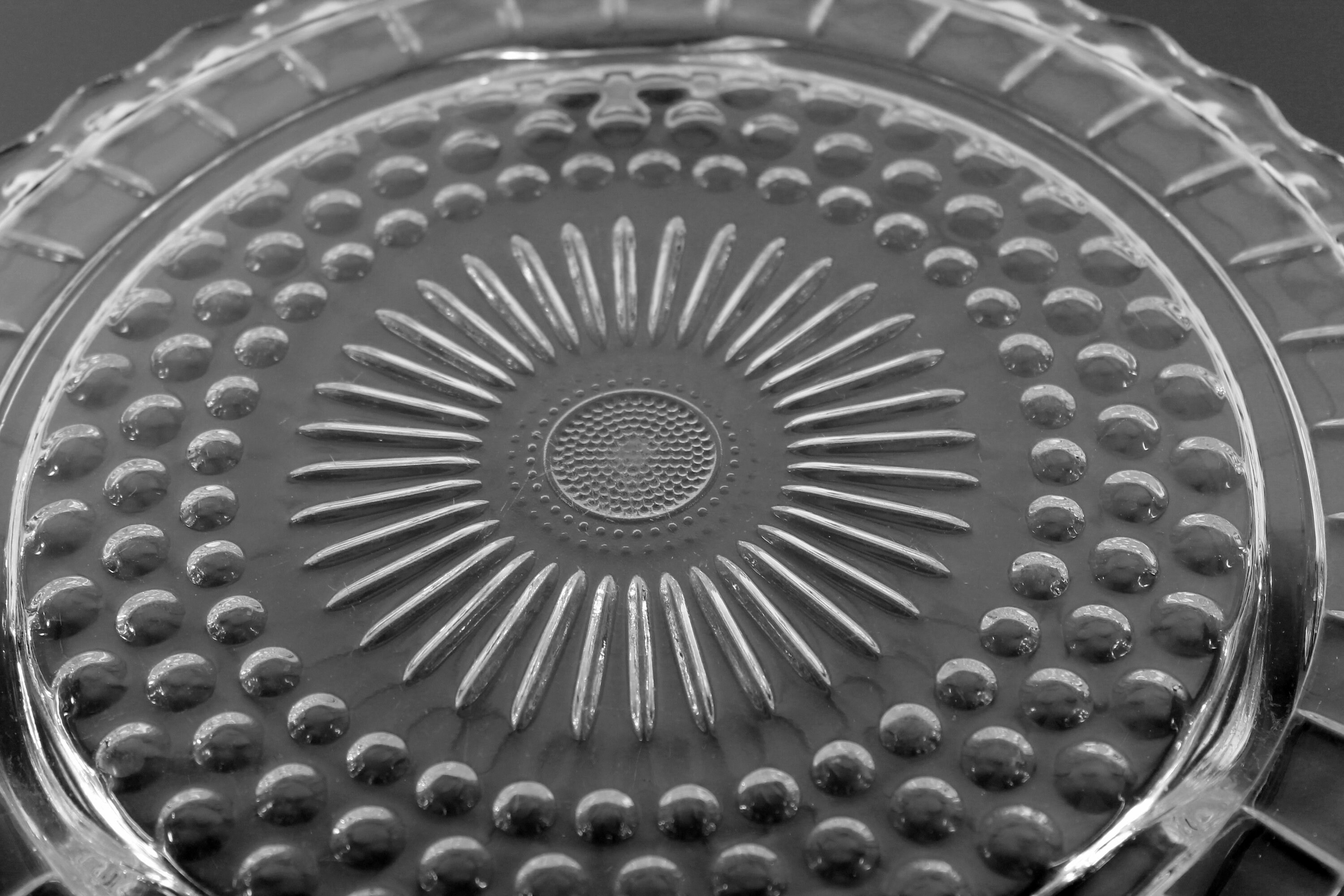 Footed Cake Plate, Federal Glass, Sunburst, Dots and Panels, Clear ...