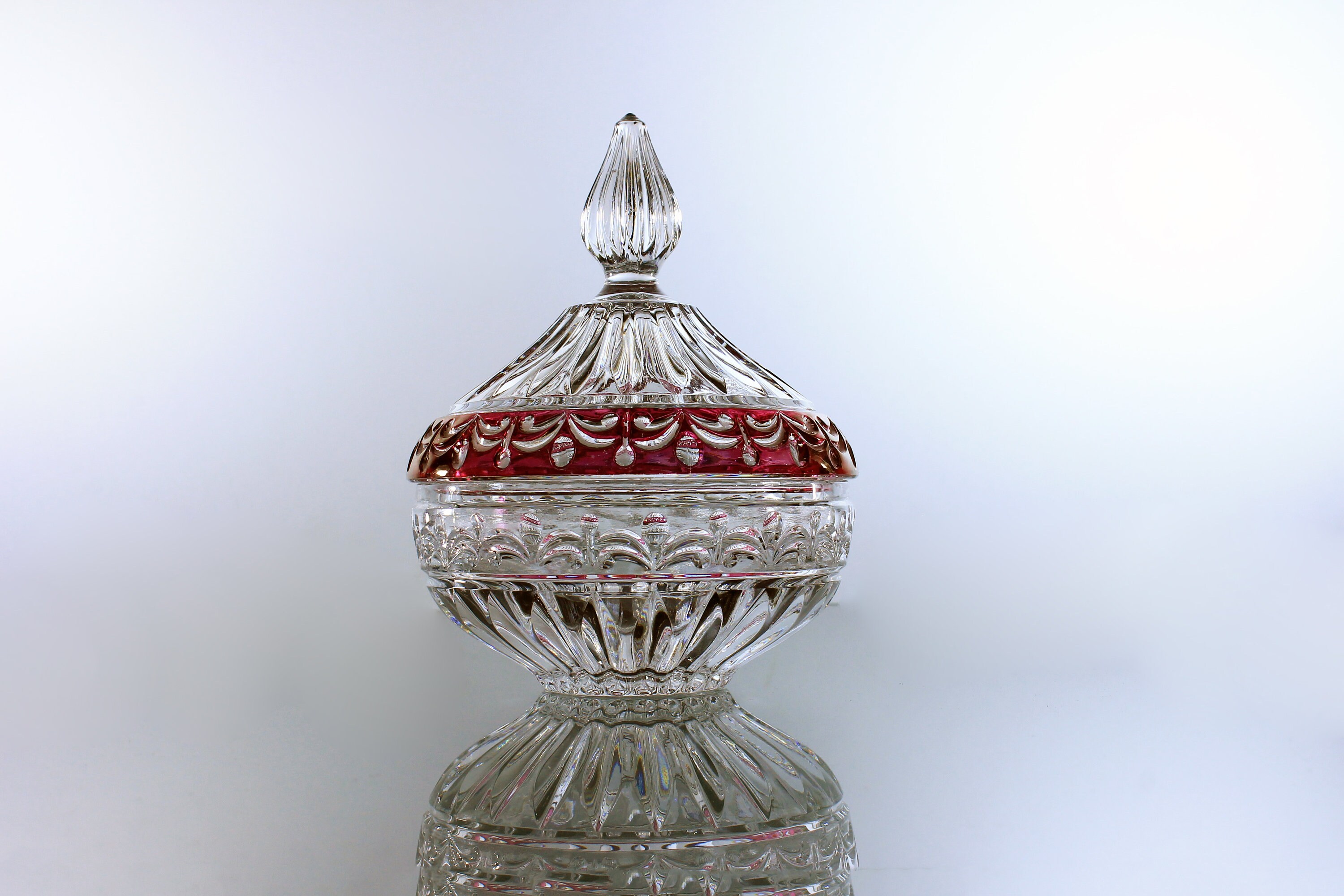 Crystal d'Adriana Candy Dish, Ruby Flash, 24K Leaded Crystal, Swag ...