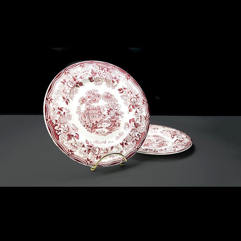 Royal Staffordshire Tonquin Salad Plates by Clarice Cliff – Red ...