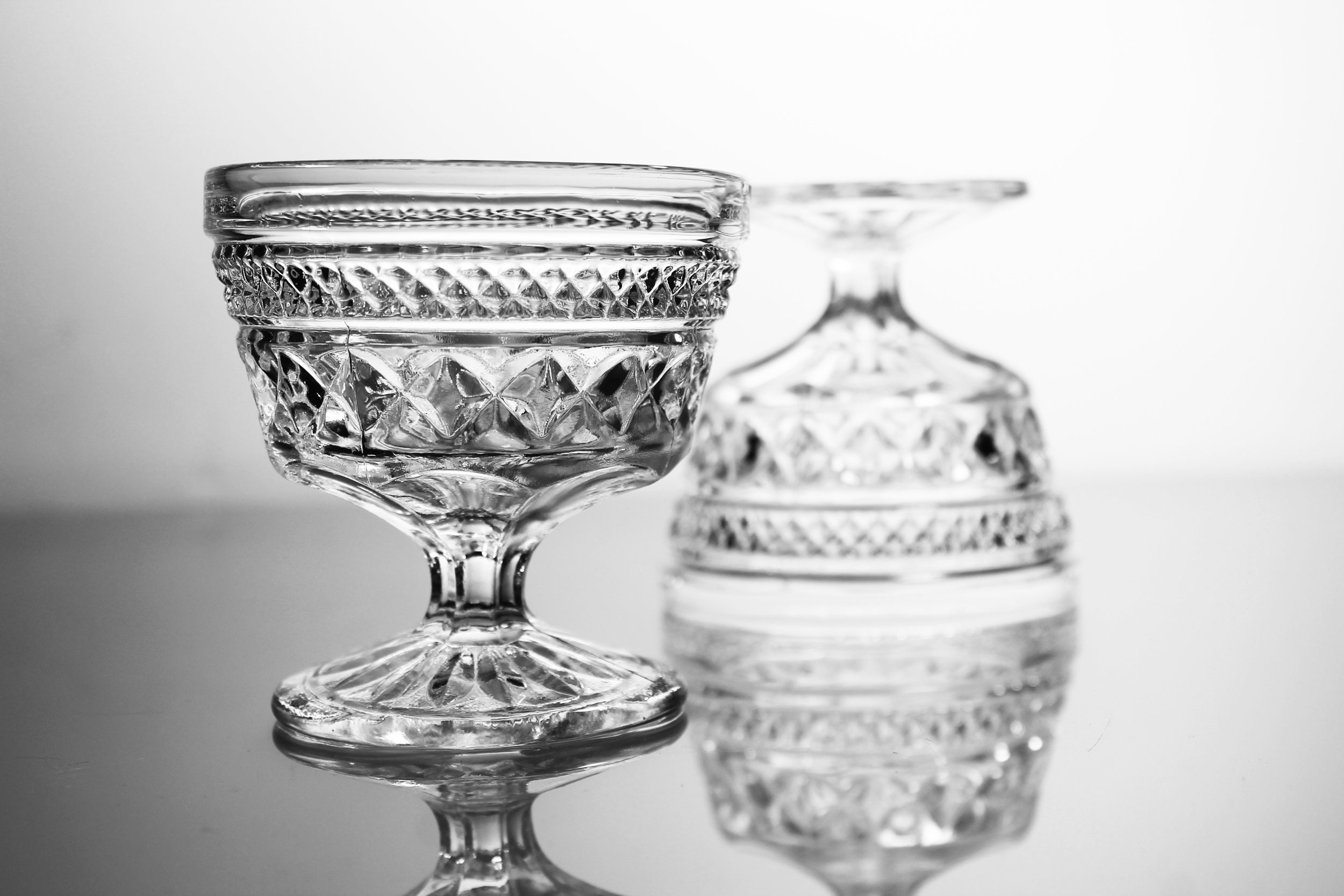 Anchor Hocking Wexford Sherbet, Criss-Cross and Diamond, Set of 2 ...