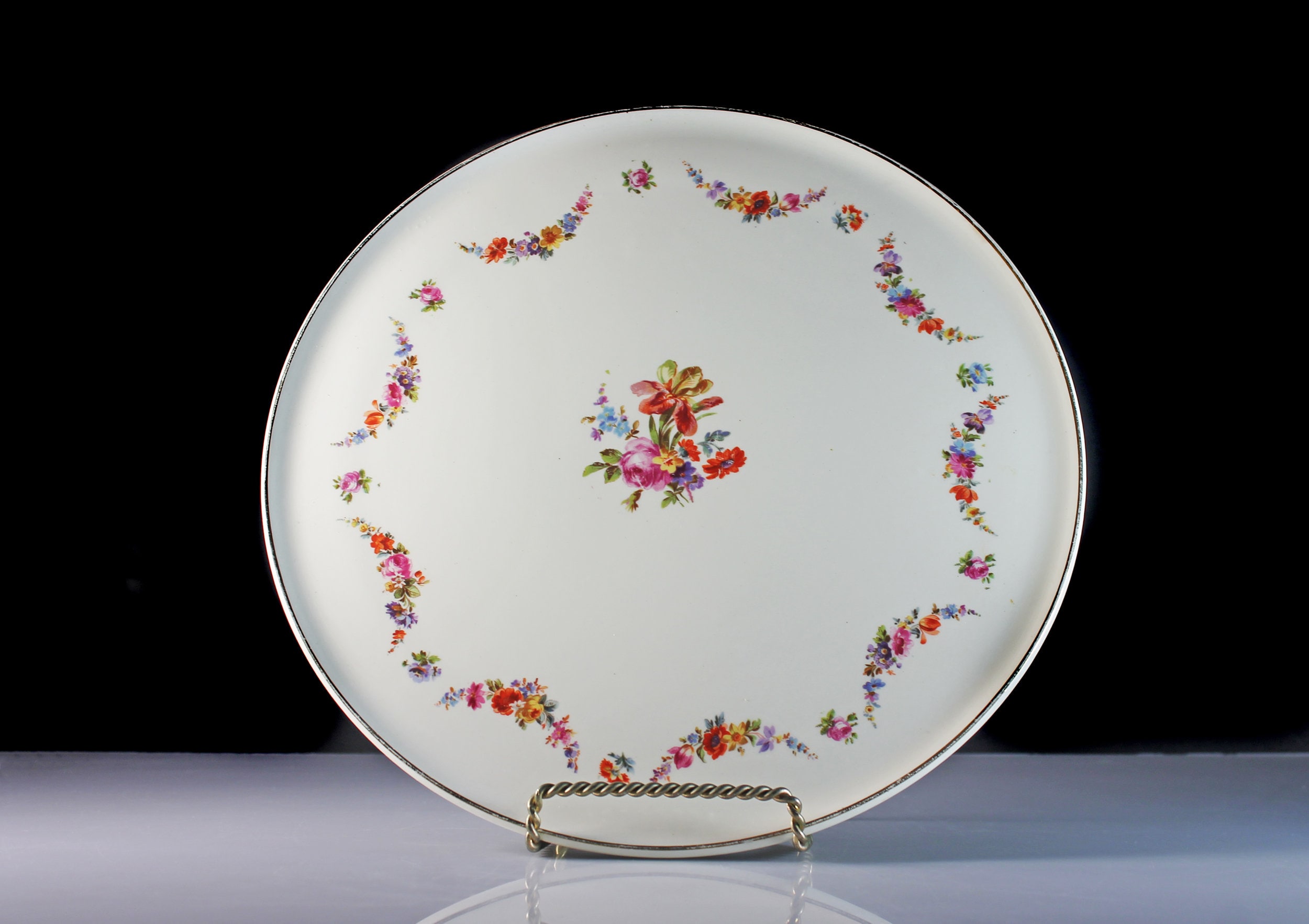 Cake Plate, Erphila Art Pottery, Made in Germany, Round Floral, 11 Inch ...
