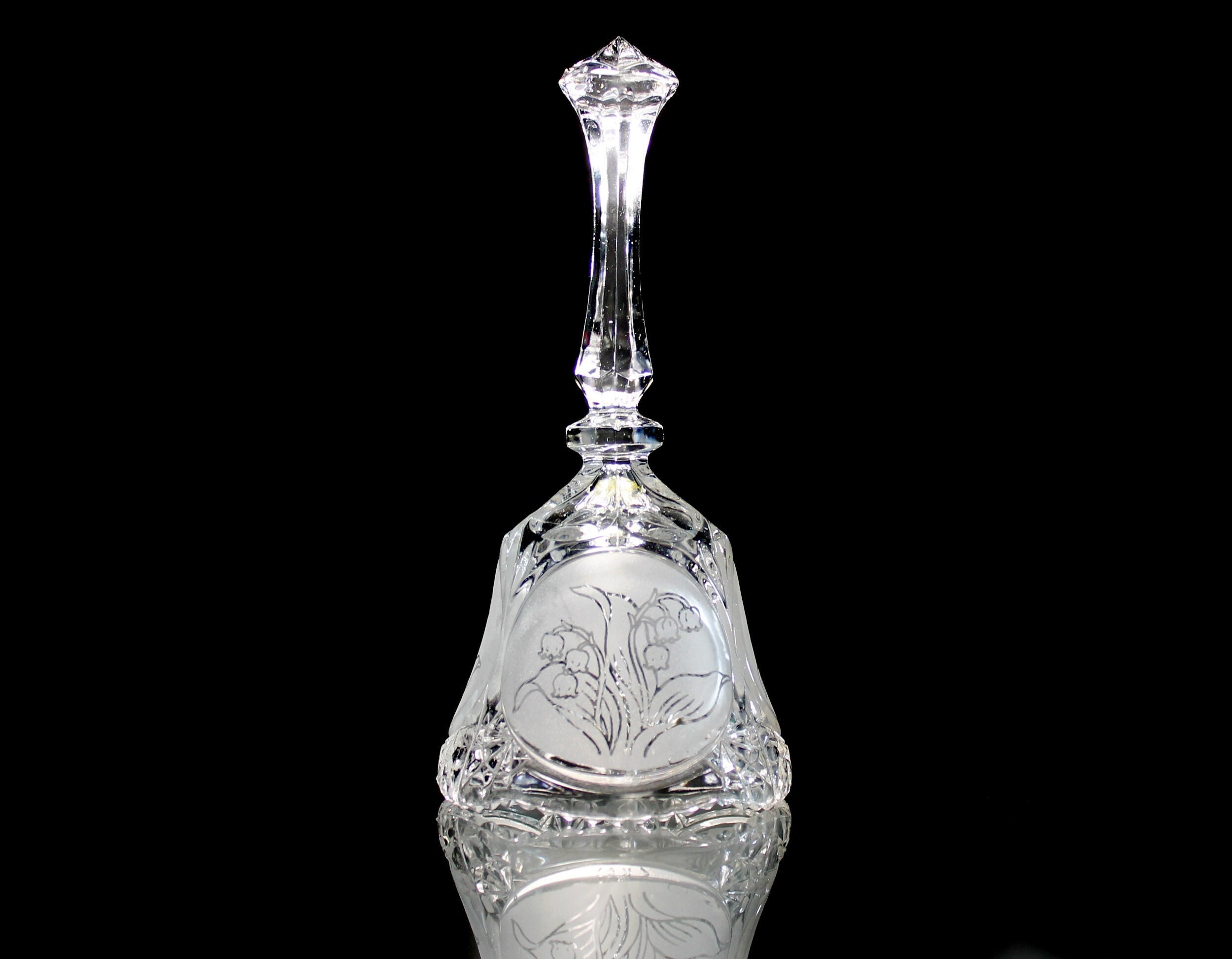 Large Crystal Bell, 24K Leaded Crystal Handbell, Lily of the Valley ...
