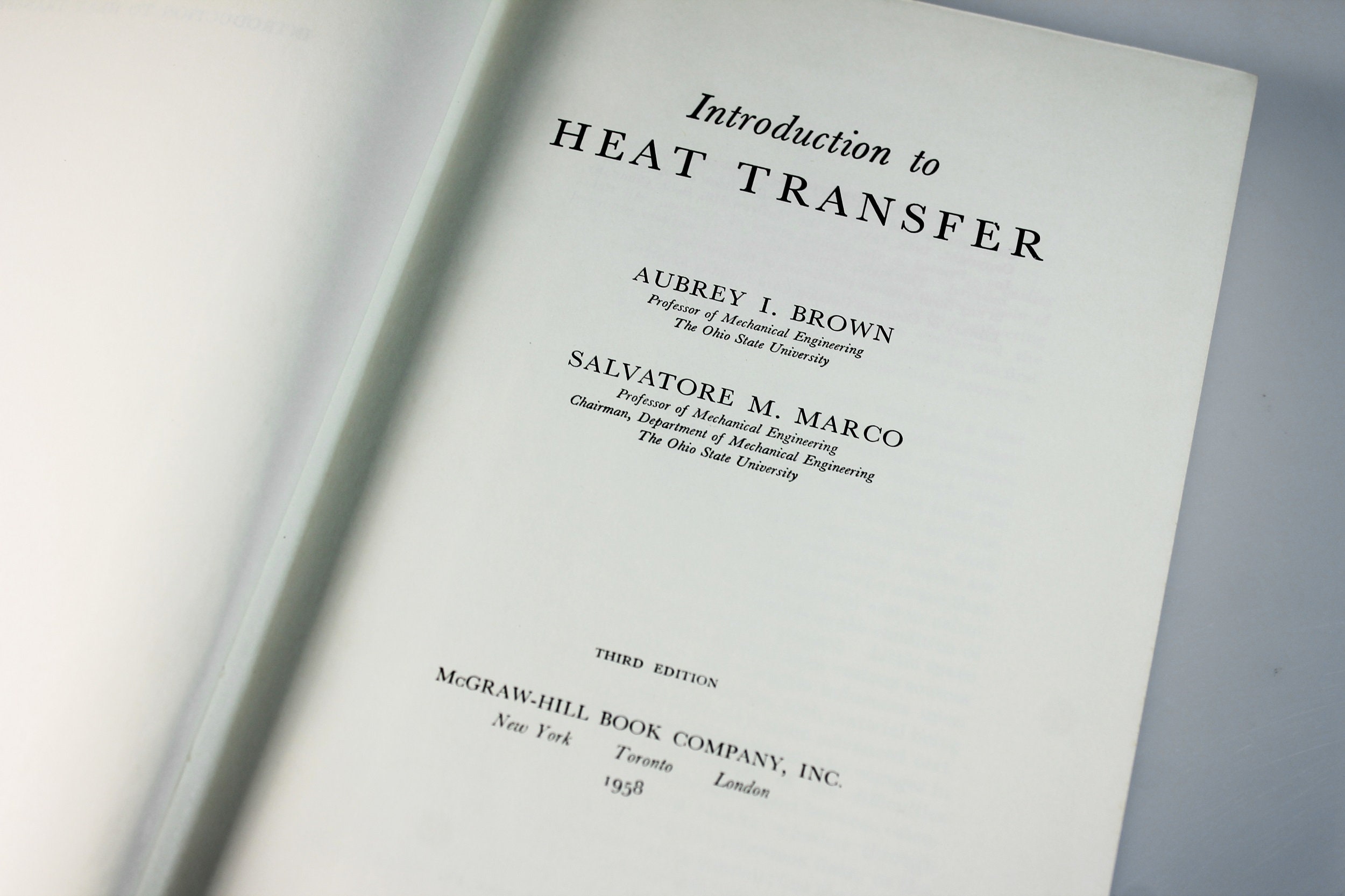 Hardcover Book, Introduction to Heat Transfer, Third Printing ...