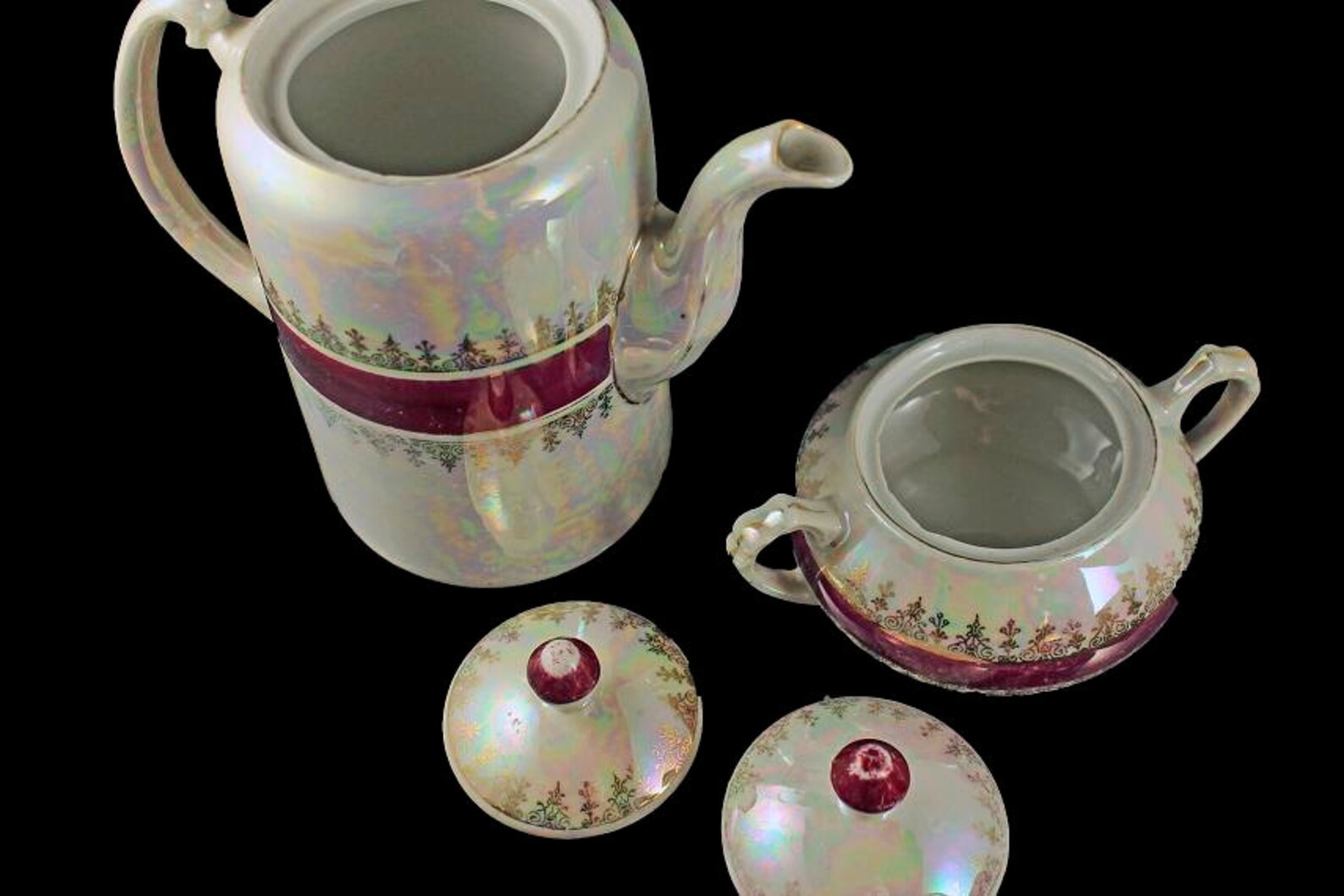 Lusterware Teapot and Sugar Bowl Made in Germany Iridescent - Etsy