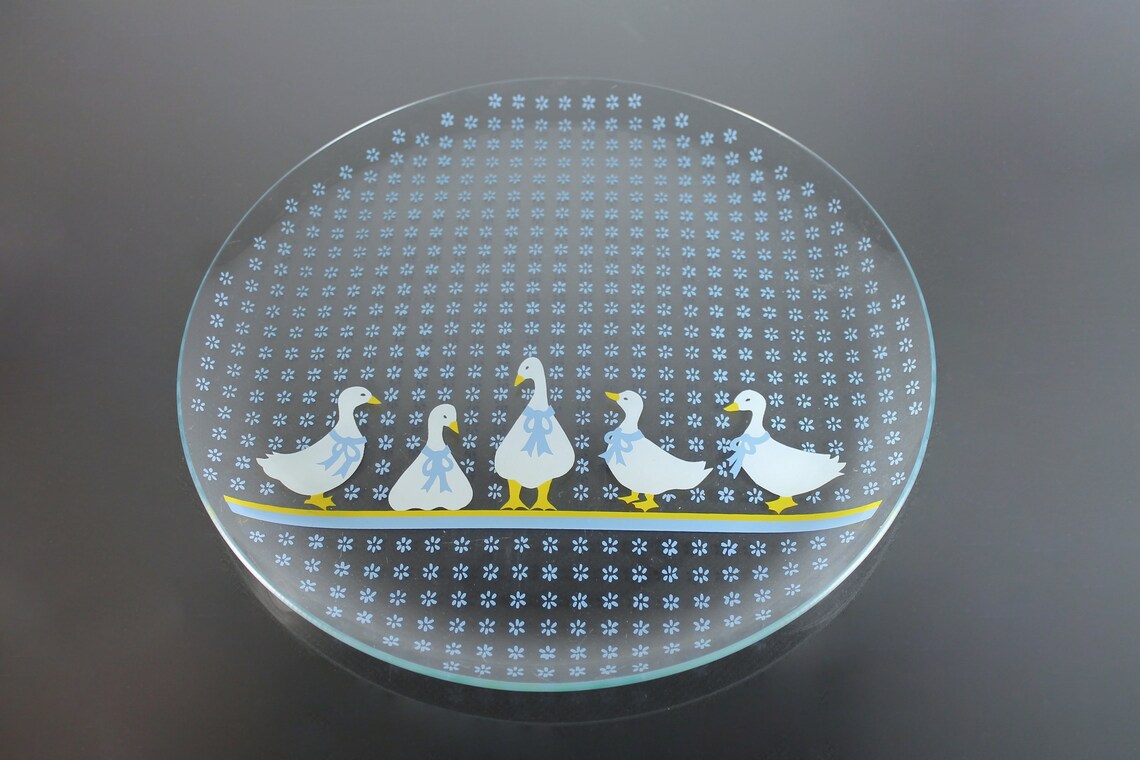 Round Glass Goose Tray Goose Platter Serving Plate 13 Inch | Etsy
