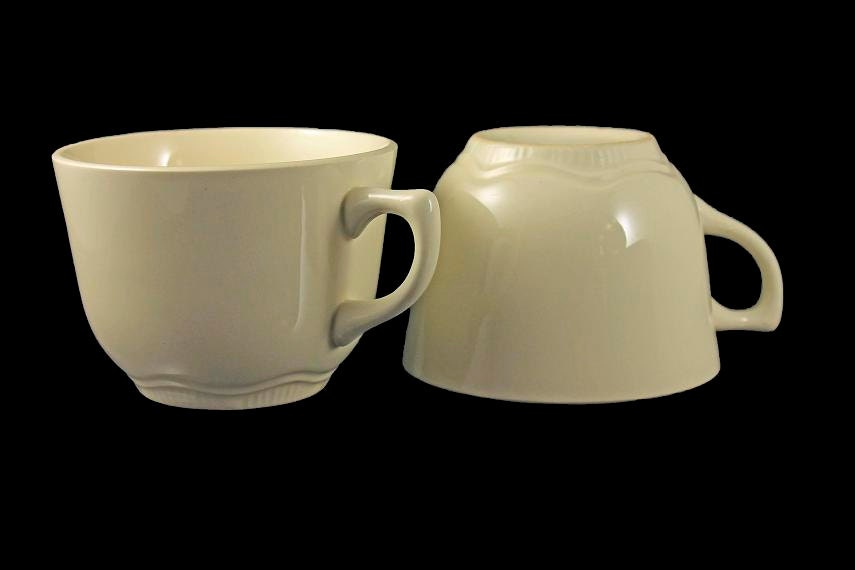 Coffee Mugs, Tea Cups, Set of 2, Cream Colored, USA Backstamp, Basic ...