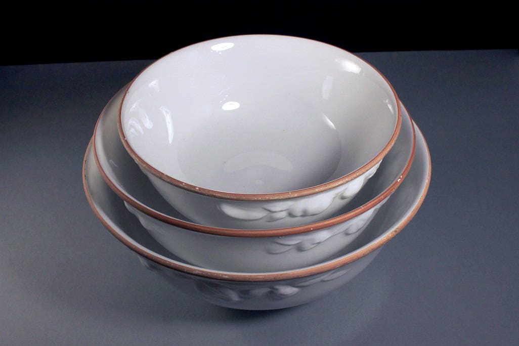 Nesting Bowls, CWC Pottery, Italian Pottery Set of 3, Mixing Bowls ...