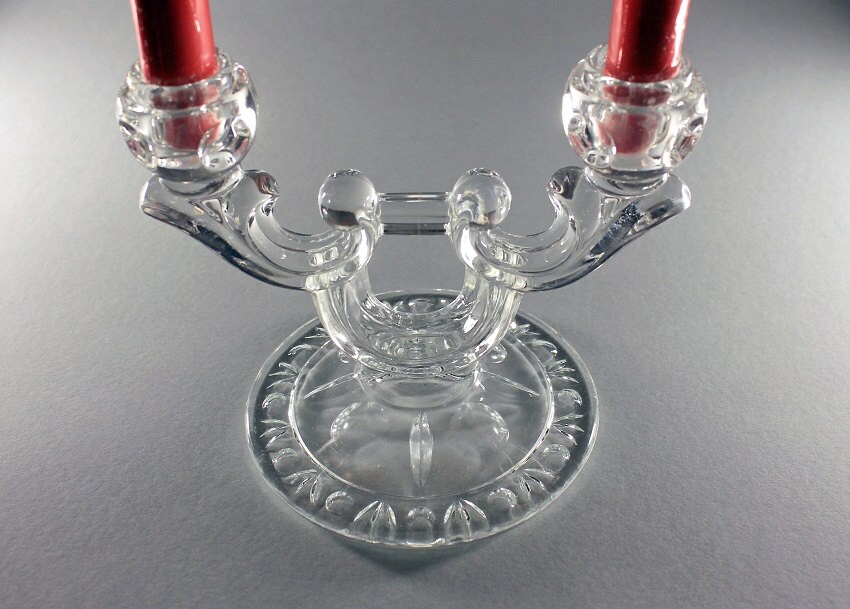 Double Light Candlestick, Sterling Crystal, Classique-Clear, Thumbprint ...