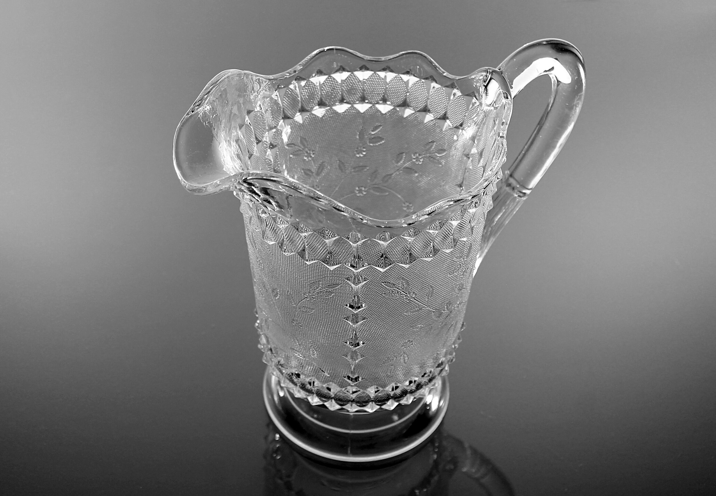 Antique EAPG Water Pitcher, Findlay Glass Company, Forget Me Not ...