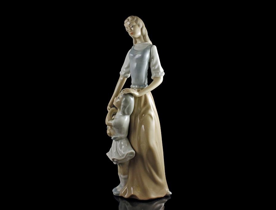 Porcelain Figurine, Statue, Mother and Daughter
