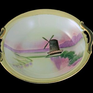 Handled Bowl, Meito China, Windmill Pattern, Handpainted, Art Deco Bowl ...