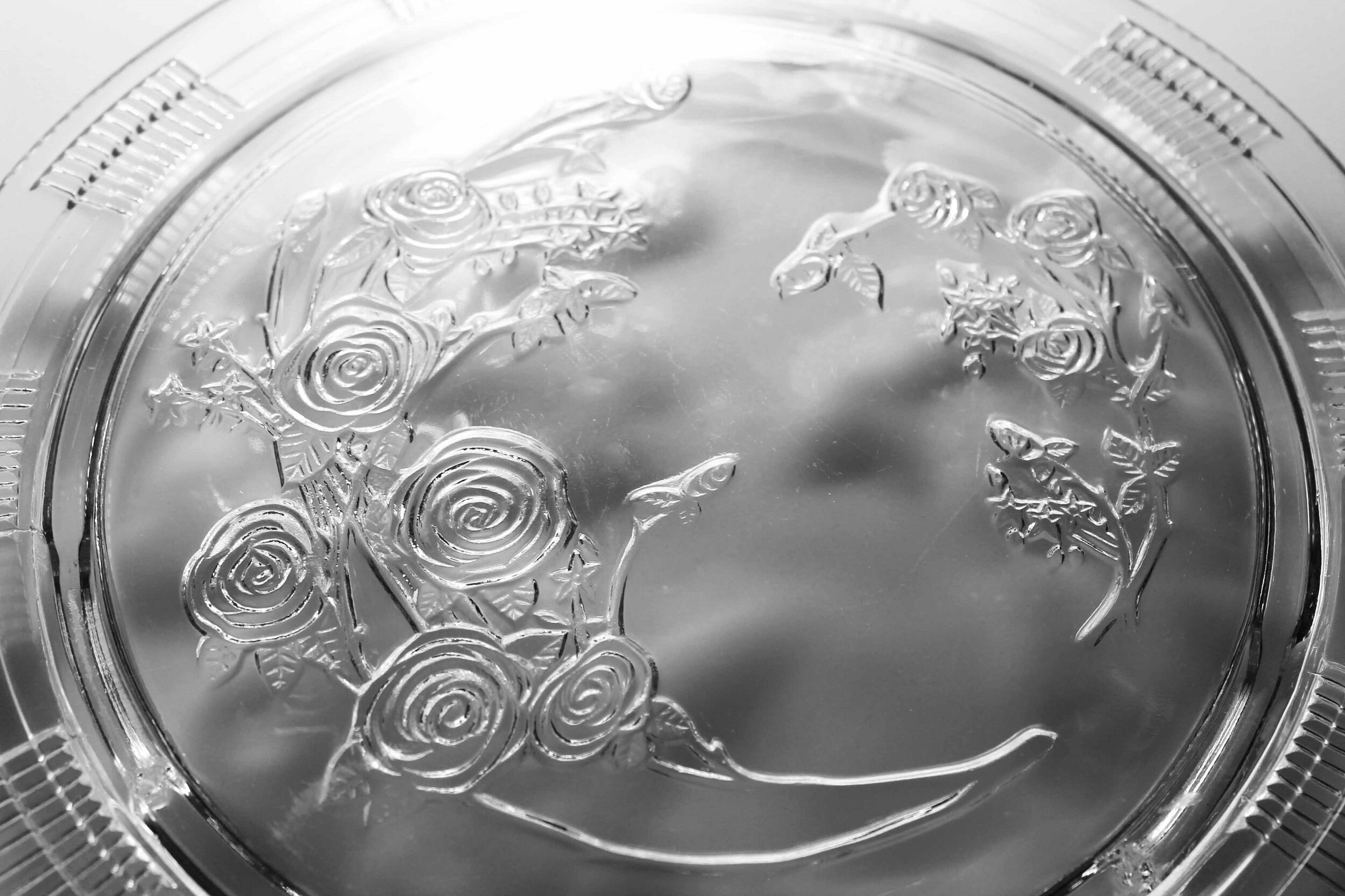 Footed Cake Plate, Federal Glass, Sharon Pattern, Rose Design ...