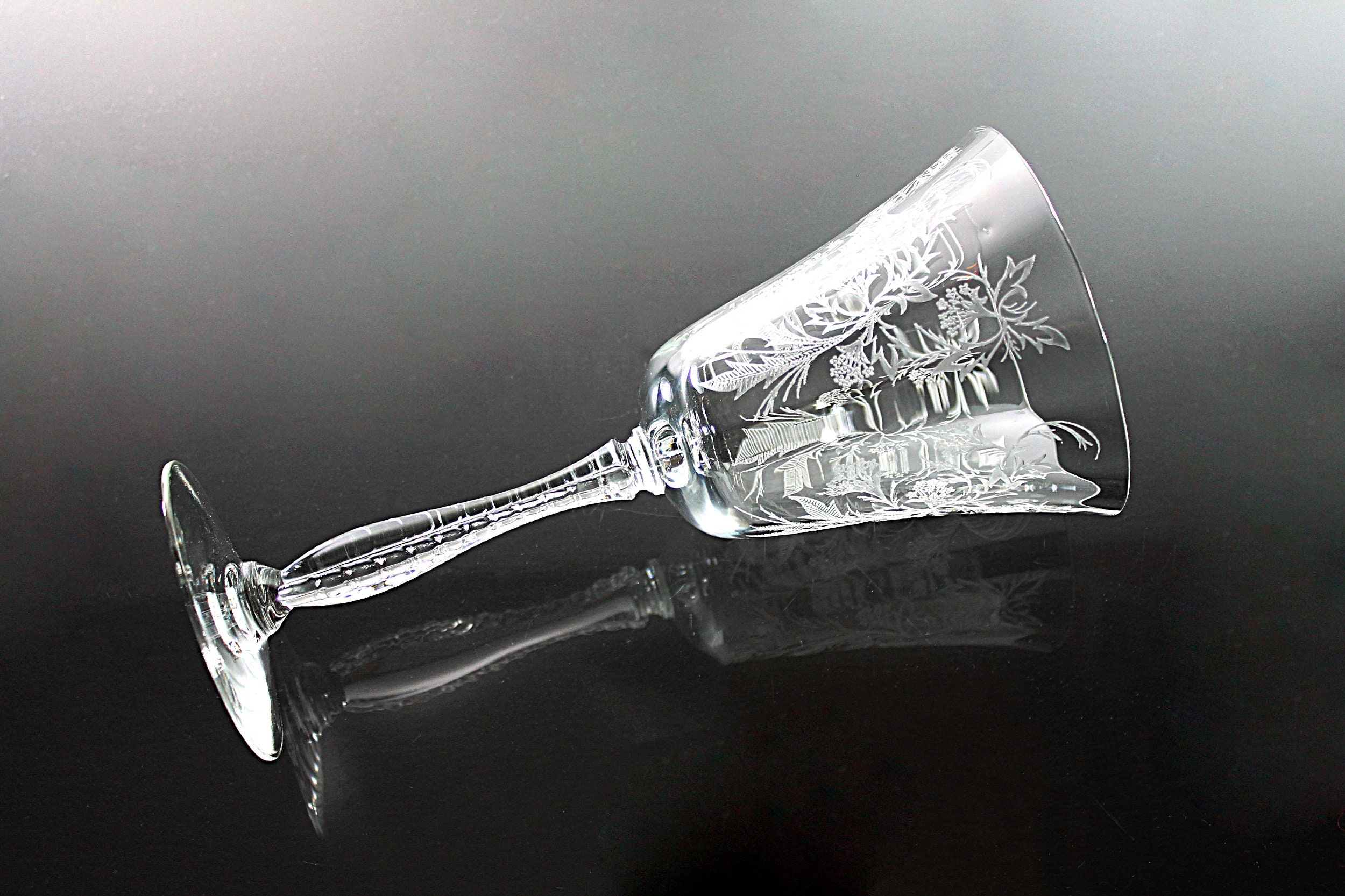 Crystal Etched Water Goblet, Fostoria, Heather, Etched Crystal, Wine ...