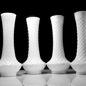 Milk Glass Vases, Diamond Pattern, 9 Inch, Set of 6, Wedding Decor - Etsy