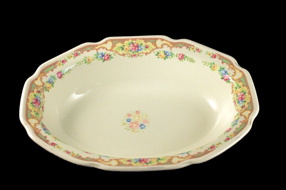 Oval Vegetable Bowl, Mount Clemens, Mildred Pattern, Center Flower, 9 ...