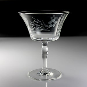 Antique Sherbet Glass, Etched Floral and Leaf Design, Barware, Wine ...